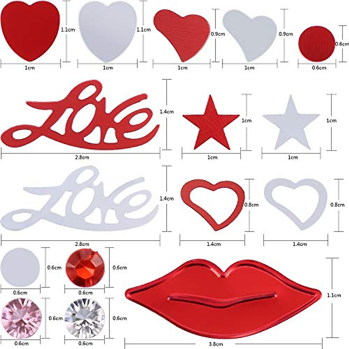 TecUnite 4000 Pieces Valentine Confetti for Valentine's Day Wedding Party Table Decoration with Heart, Love, Lip Print, Acrylic Diamond Shape Design Confetti, 3.5 Ounce