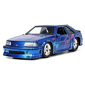 Jada Toys I Love The 80’s 1:24 1989 Ford Mustang GT Die-Cast Car, Toys for Kids and Adults, Blue
