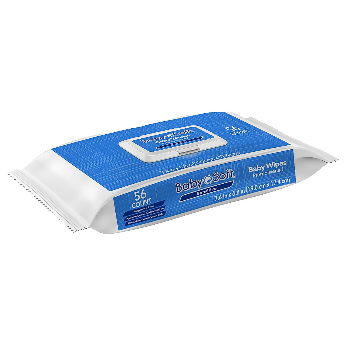 Baby Wipes, Baby Soft Sensitive 8 Flip top packs (448 Wipes Total)