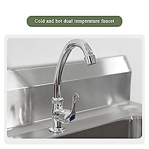 Free Standing Stainless-Steel Single Bowl, Commercial Restaurant Kitchen Sink Set W/Faucet Drainboard,Utility Sink Free Standing Single Bowl Kitchen Sink(Size:150cm,Color:A-Right platform)