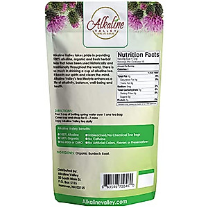 Burdock Root Tea Organic - 100% Alkaline - 15 Unbleached/Chemical-Free Burdock Root Tea Bags - Caffeine-Free, No GMO