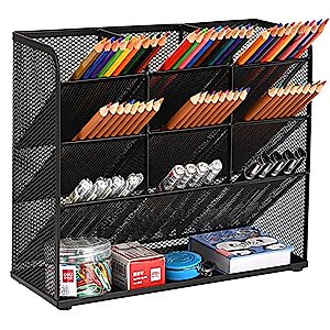 Marbrasse Mesh Desk Organizer, Multi-Functional Pen Holder, Pen Organizer for desk, Desktop Stationary Organizer, Storage Rack for School Home Office Art Supplies (Mesh Pen Holder)