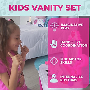 Wolvolk Princess 2-in-1 Toddler Vanity Set with Piano - Unlock Creativity, Joy, and Music in One Experience a Kids Vanity Set with Mirror and Piano for Kids Ages 3-5