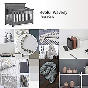 Evolur Waverly 5-in-1 Full Panel Convertible Crib in Rustic Grey, Greenguard Gold Certified , 58.75x31.25x46.5 Inch (Pack of 1)