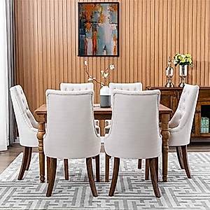 COLAMY Modern Tufted Upholstered Dining Chairs Set of 2, Fabric Side Dining Room Accent Living Room Chairs, Beige