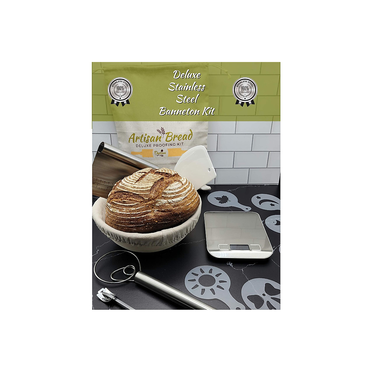 Duzzani Banneton Bread Proofing Basket, Sourdough Starter Kit, Bread Making Kit, sourdough bread, Sourdough Kit, Including a Digital Scale