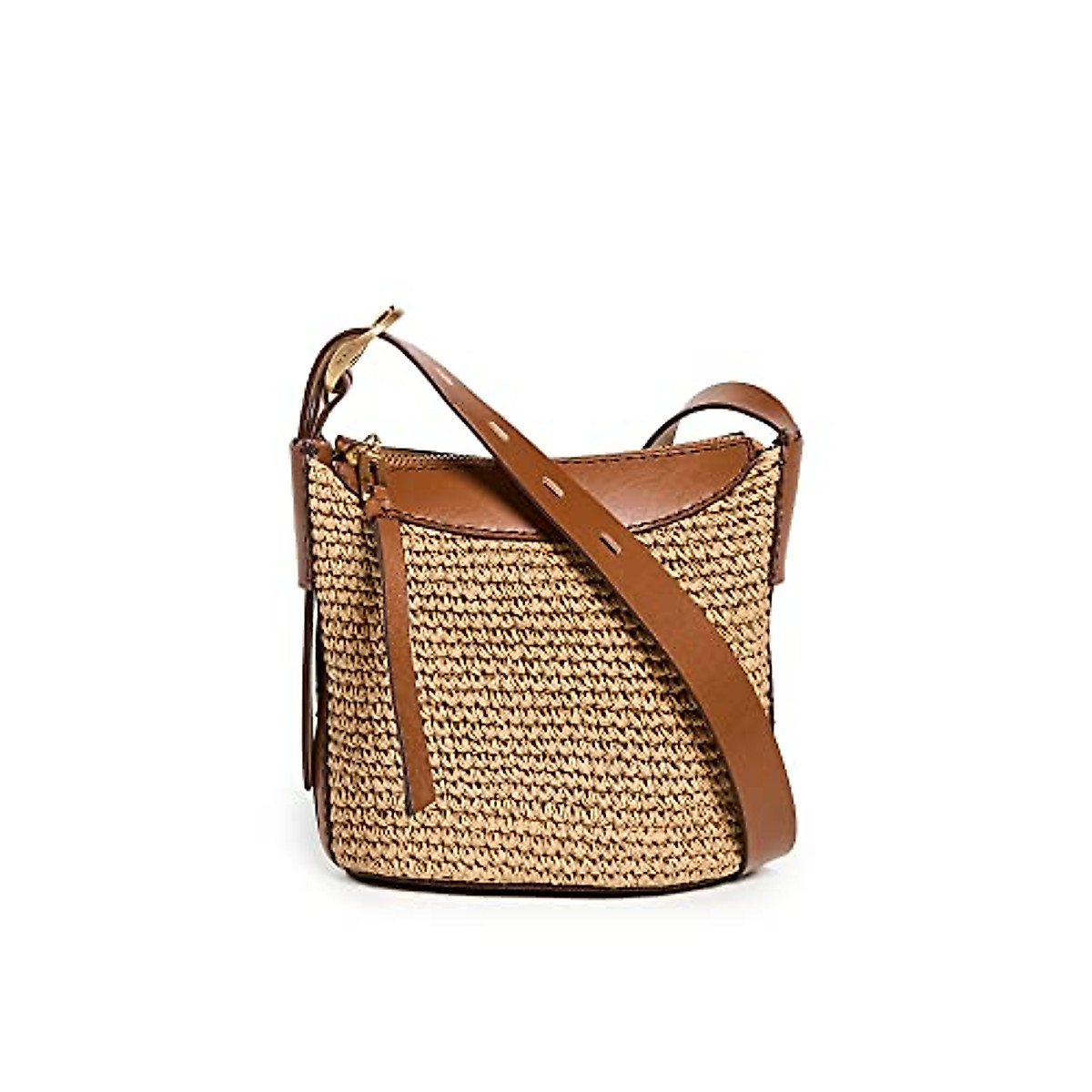 rag & bone Women's Belize Mini Bucket Bag Straw, Natural, Tan, Brown, One Size