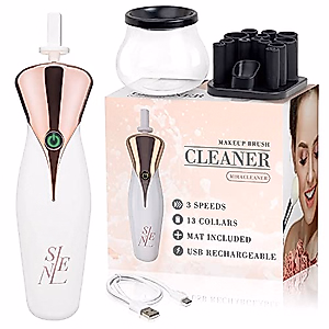 Selene Professional and Electric Makeup Brush Cleaner and Dryer Machine with Automatic Brush Spinner to Quickly Wash and Dry Cosmetic Brushes - Cleaning Tool for Makeup Brushes Set
