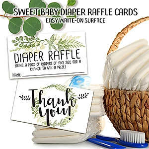 Diaper Raffle Tickets - Botanical - Set of 50 Double-Sided Raffle Cards - Blank Baby Shower Stationery - Fun and Colorful Baby Shower Supplies for Under $15!