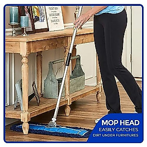 Nine Forty 36-Inch Premium Nylon Dust Mop Replacement Head - Heavy Duty Mop Head Refill for Industrial, Commercial, and Residential Cleaning - Dry Floor Duster for Hardwood Surfaces - Blue (2-Pack)