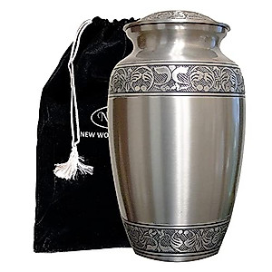 Customized Pewter Funeral Cremation Urn, Adult Size with Personalization