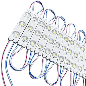 Yolu 20pcs Super Bright 3 LED Injection Module Strip Lights 5630 SMD LEDs with Lens 12V Light for Letter Sign Advertising Signs Storefront Garage-White