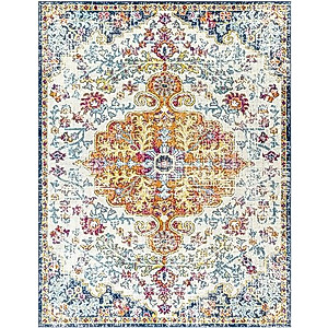 Livabliss Odelia Vintage Bohemian Area Rug,7'10" x 10'3",Orange/Navy