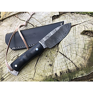 Perkin Damascus Steel Knife Hunting Knife With Sheath Bushcraft Knife - SK800