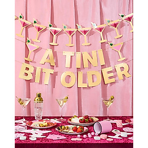 xo, Fetti A Tini Bit Older Gold Foil Banner - 5 Ft. | Martini Decoration, Birthday Party Sign, Casino Decor, Girl Cocktail Backdrop, Vegas Photo Booth Background