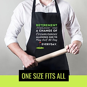 golf Golfer Black Apron - Funny Retirement Golf Quote Retired Golfers Ideas Men T-Shirt Black Cooking Aprons