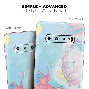 DesignSkinz Marbleized Swirling Cotton Candy Protective Vinyl Decal Wrap Skin Cover Compatible with The Samsung Galaxy S20 (Screen Trim & Back Glass Skin)