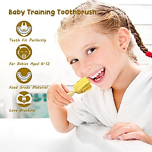 Kids U-Shaped Toothbrush，Soft Silicone Toothbrush Head, Manual Training Tooth Brush, 360° Oral Teeth Cleaning Design for Toddlers and Children Age 6-12,Yellow