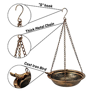 MNRYLKB Metal Hanging Bird Baths for Outdoors,Outdoor Bird Feeder,Backyard, Patio Garden Yard Decoration (Gold)