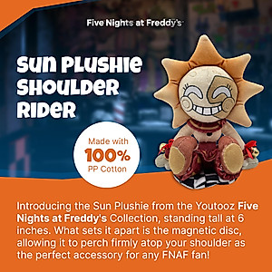 Youtooz FNAF Sun Plush Shoulder Rider 6" inch, Collectible Soft Magnetic Sun Shoulder Rider Plushie from Five Night's at Freddys By Youtooz FNAF Plush Collection