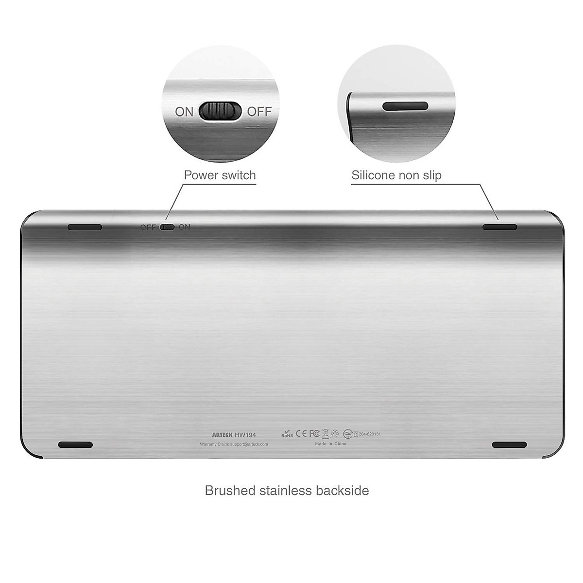 Arteck 2.4G Wireless Keyboard and Mouse Combo Ultra Compact Slim Stainless Full Size Keyboard and Ergonomic Mouse for Computer/Desktop/PC/Laptop and Windows 10/8/7 Build in Rechargeable Battery