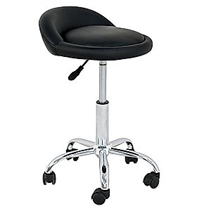 Nova Microdermabrasion Rolling Stool Swivel Salon Stool Chair Adjustable Drafting Stool Tattoo Office Massage Medical Facial Spa Stool with PU Cushion Backrest(Black)