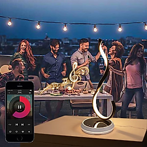 EIDEARAY Bedside Table LED Night Light with Wireless Charger and Bluetooth Speaker, Touch Control Stepless Dimmable Spiral Table Lamps for Bedroom,Great Birthday for Girlfriend, Women, Mom, Men