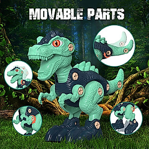 dmsbuy Take Apart Dinosaur Toys for Kids Building Toy Set with Electric Drill Construction Engineering Play Kit STEM Learning for Boys Girls Age 3 4 5 Year Old (Take Apart Dino)