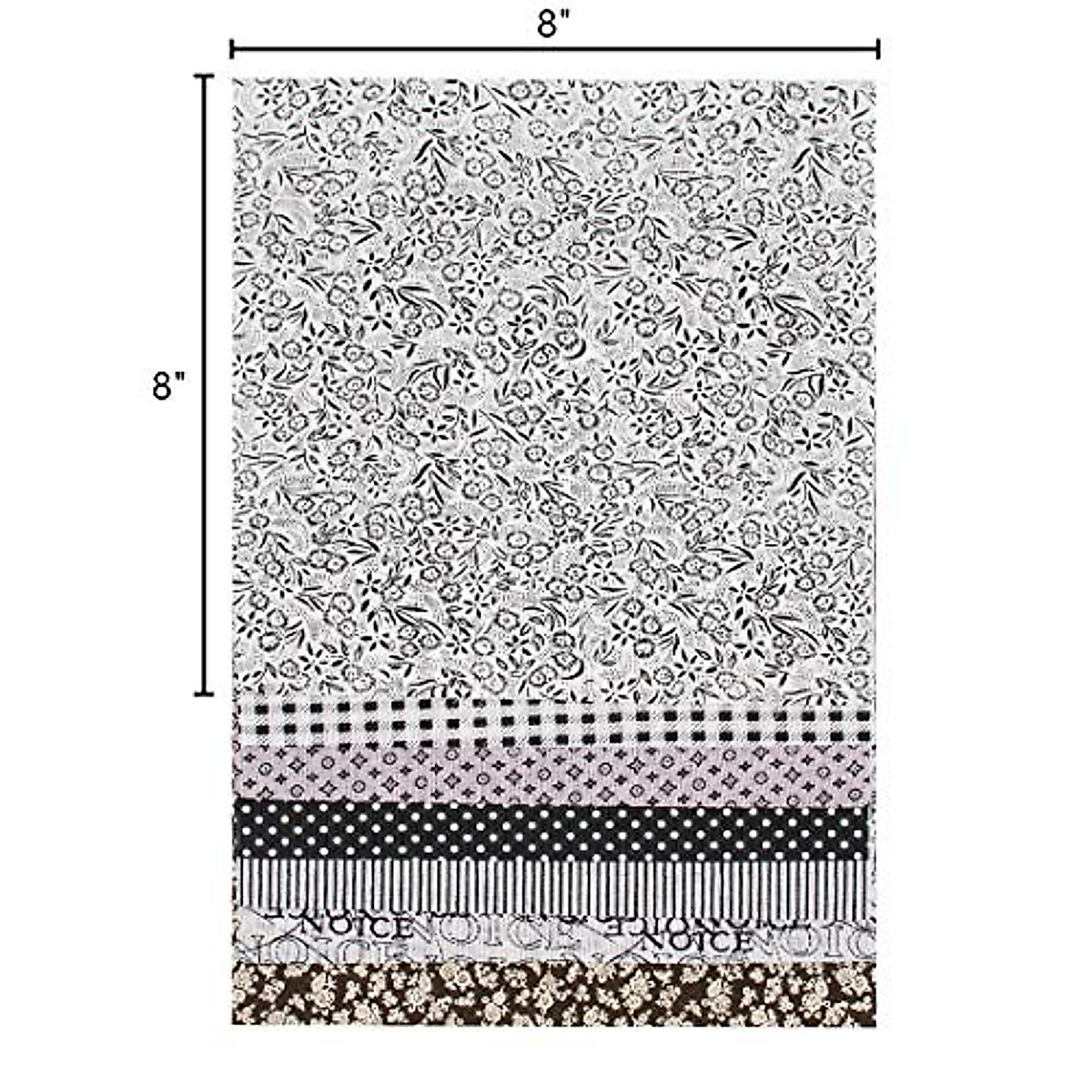 Foraineam 50 Pieces Assorted Cotton Craft Fabric Bundle 8" x 8" (20cm x 20cm) Printed Patchwork Squares for DIY Sewing Quilting Scrapbooking