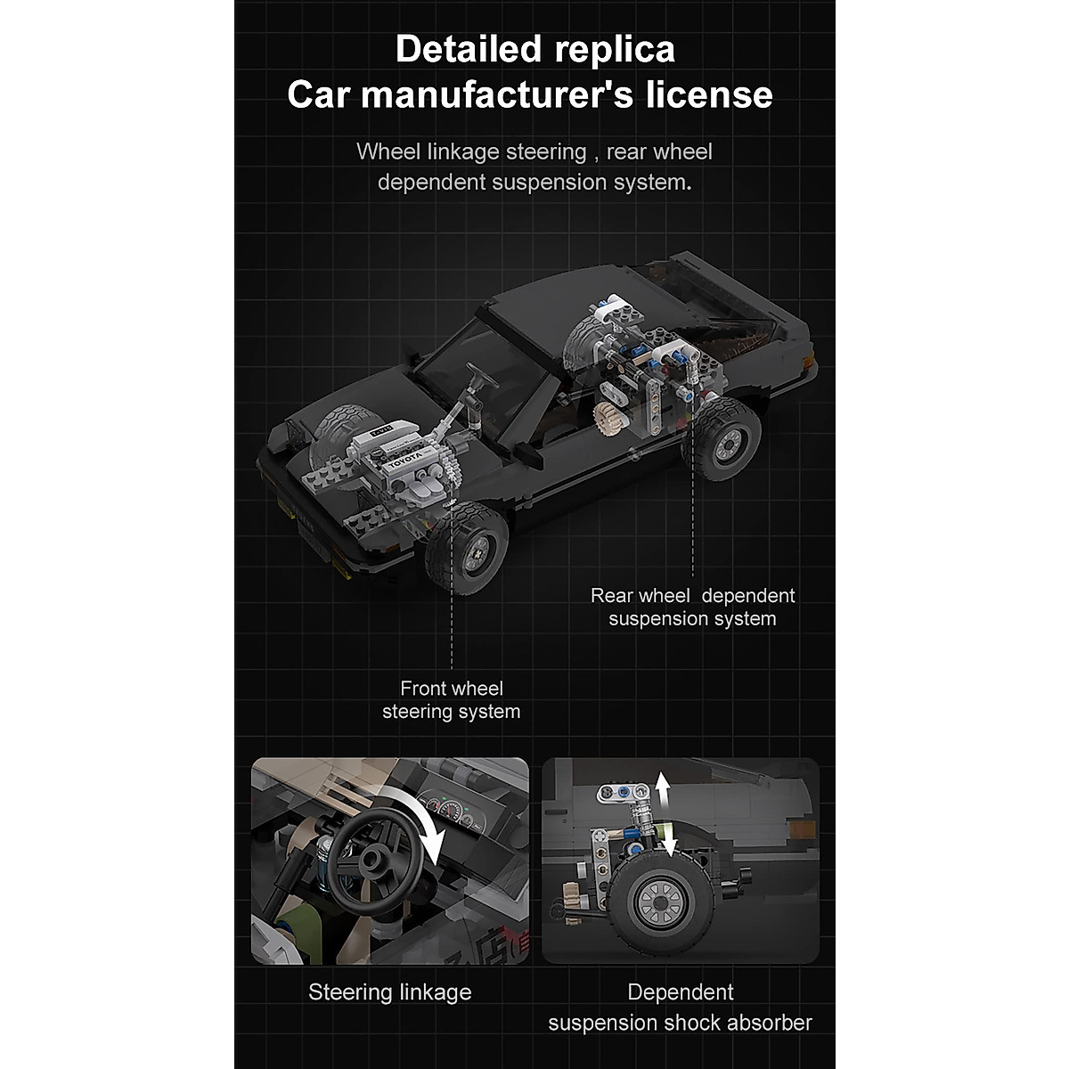 dOMOb Toyota AE86 Trueno Car Building Kit – Initial-D 25th Anniversary – Realistic Model 1:12 Car Build Blocks Set – 1324 pcs – Bricks Toys for 8+ Age Kids & Adults – for Boys, Hobbyist, Collector