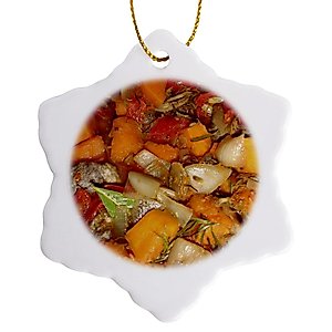 3 inch Snowflake Porcelain Ornament - Morrocan Tagine - Moroccan, Moroccan stew, Food, hot Food, Casserole, Recipe, Main Course Photography - Cooked Food