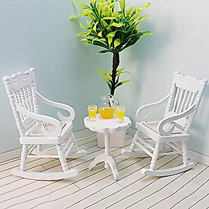 Miniature Dollhouse End Table 1:12 Scale Wooden Furniture Round Side Tea Table Model for Dollhouse Living Room Scene Decoration Gift (White)