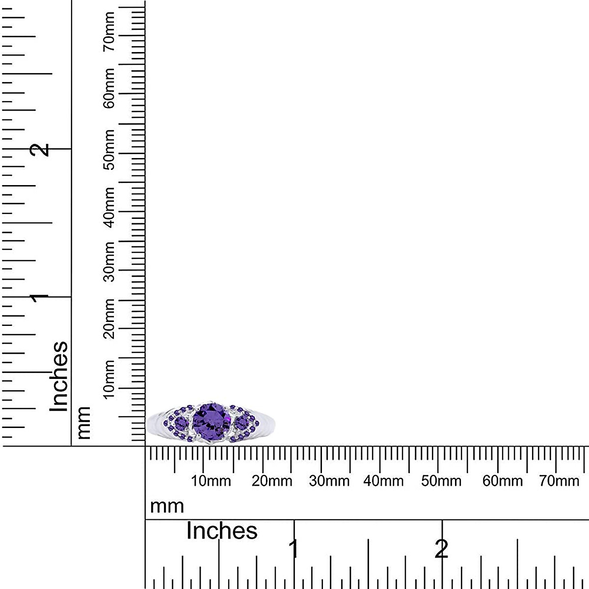 AFFY Simulated Amethyst Princess Engagement Ring in 14k White Gold Over Sterling Silver, Ring Size-7