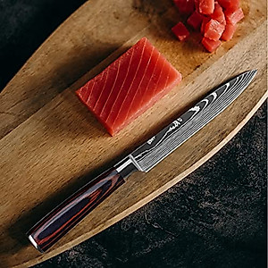 OWUYUXI Paring Knife 5.2 Inch, Small Kitchen Chefs Cooking Knife Made of Japanese Aus-10v Super Stainless Steel, Ultra Sharp Carving Knife With Gift Box