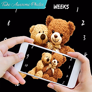 EARVO Cute Bear Baby Monthly Milestone Blanket Boy or Girl Baby Month Blanket Black Background Milestone Blanket for Newborn to 12 Months Milestones 47”x40”BTXYEA51