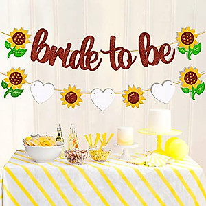 Sunflower Bridal Shower Banner Bride-to-be Sunflower Garland for Engagement Wedding Bachelorette Hen Party Supplies Glitter Gold Brown Decorations
