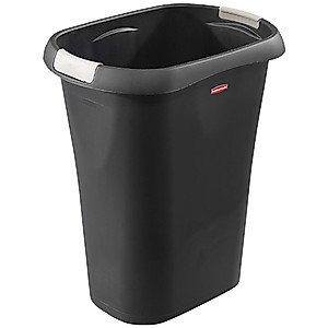 Rubbermaid Open Waste Basket, 32-Court/8-Gallon, Black, Garbage Container Bin for Kids/Adults, Fits under Desk for Kitchen/Home/Office/Bathroom/Dorm