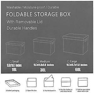 Purme Foldable Storage Bins,Pack of 3, Large Collapsible Cube Storage Boxes Organizer Containers Baskets with Reinforced Handle and Lid for Home Wardrobe Closet Bedroom