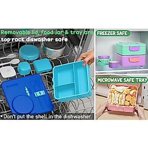 Fimibuke Bento Box for Kids with Thermos, 60OZ Bento Lunch Box Container with Leakproof 8OZ Insulated Food Jar, 3-4 Compartments, Sauce Jar, Utensils for Teens Toddler Adult, BPA-Free, Dishwasher Safe