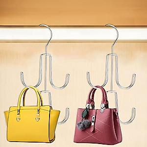 2 Pack Purse Hanger for Closet, Hanging Handbag Holder Closet Organizer Stackable Purse Storage Hook, Metal Scarves Backpack Rack Space Saving Hanger