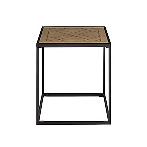 Walker Edison Cavyl Contemporary Open-Box Metal Frame Coffee Table, 48 Inch, Parquet Veneer