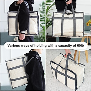 Fixwal 8 Pack Clear Clothes Storage Bags Vinyl Organizers with Sturdy Zippers Reinforced Handle Plastic Moving Totes for BlanketsLinen Bedding Duvet Transparent Space Saver Containers