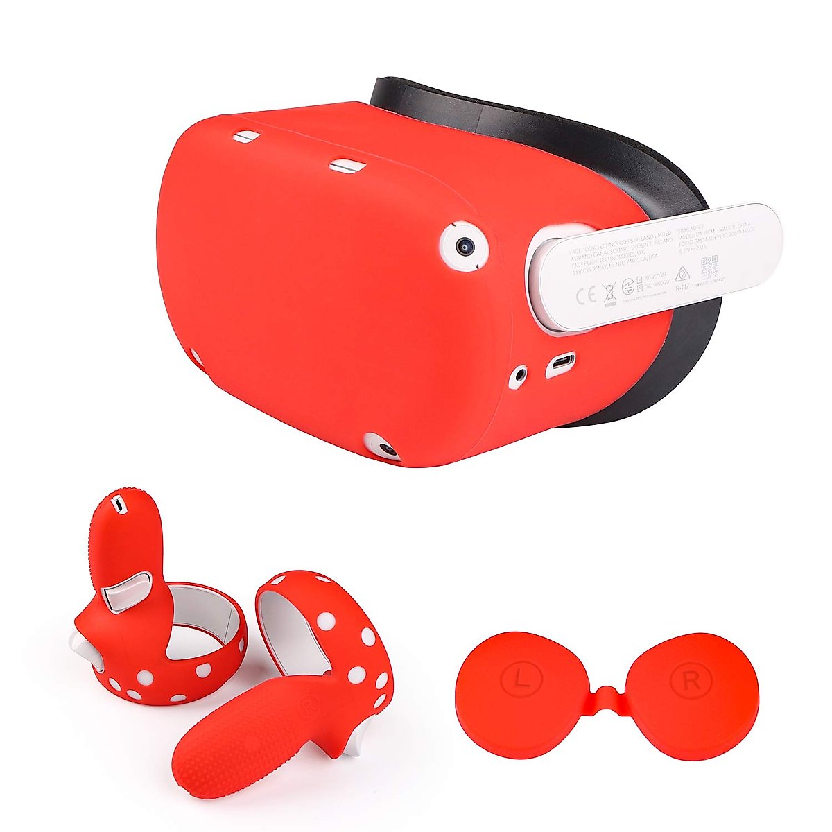 Silicone Cover, Touch Controller Grip Cover & Lens Protector Set for Oculus Quest 2, 3 in 1 VR Accessories, Upgrade Solide Protecion for Your Ouest 2, Soft Comfortable Sweatproof