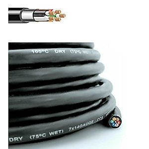12vMax Electronics 14 Gauge 7 Way Conductor Extension RV Trailer Wire Cable Wiring Insulated - 25 Feet 14/7, CCA Copper Clad Aluminum