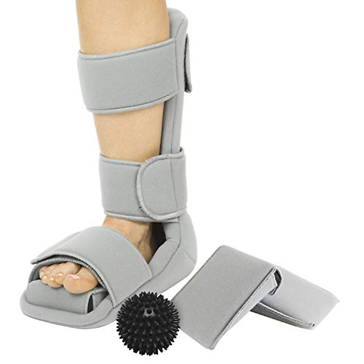 Vive Plantar Fasciitis Night Splint Plus Trigger Point Stretch Wedges - Soft Leg Brace Support, Orthopedic Sleeping Immobilizer Stretch Boot (Medium: Men's: 5.5-8, Women's 7-9.5)