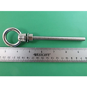 US STAINLESS 2 Pieces Stainless Steel 316 (Shape Type 307) Lifting Eye Bolt 3/8" UNC x 120mm Marine Grade Pitch of 16
