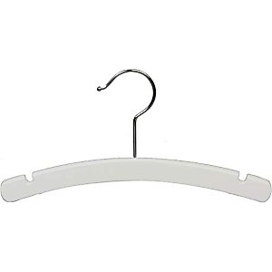 The Great American Hanger Company White Rounded Wooden Baby Hanger, Box of 25 10 Inch Wood Top Hangers w/Chrome Swivel Hook for Infant Clothes or Onesie