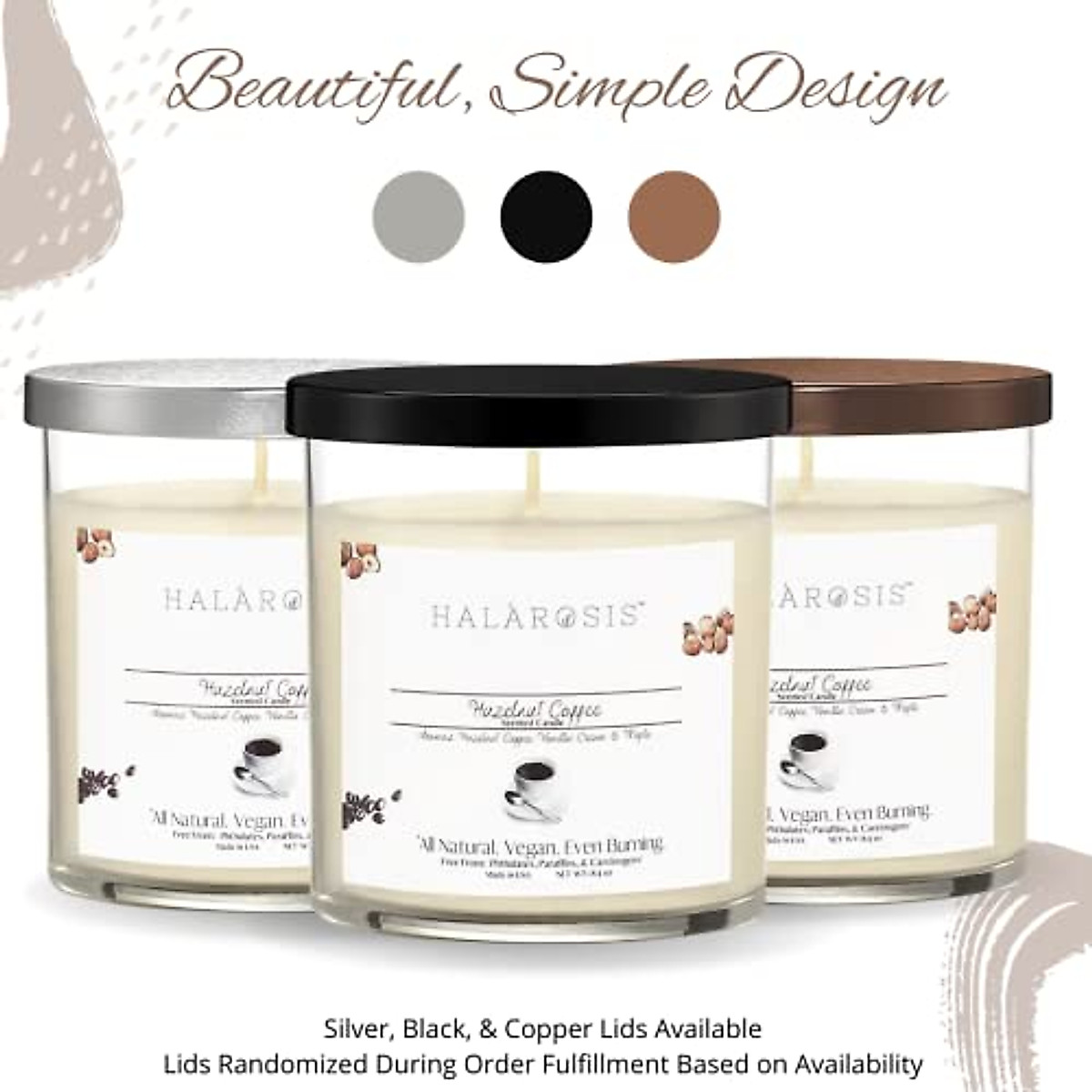 Halarosis Soy Candles - Long Burning Coffee Candle - Burns Up to 45 Hours - Gift for Birthday, Housewarming & Special Events - Cotton Wick Candles for Home Scented (Hazelnut Coffee 8.5 oz)