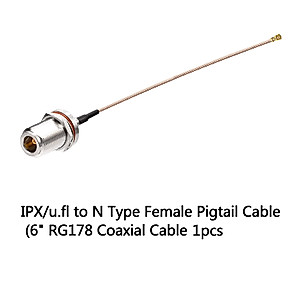wlaniot IPX/u.fl to N Type Female Pigtail Cable (6" RG178 for PCI WiFi Card Wireless Router Gateway External Antenna etc.