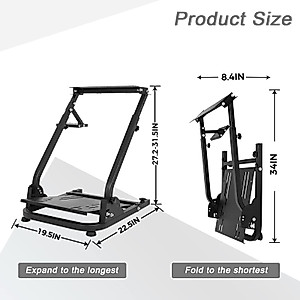 Hottoby Racing simulator cockpit Steering Wheel Stand Foldable&Multi-level Adjustable Fit for Logitech/Thrustmaster G25,G27,G29,G920,G923&T150,T248,T300 Gaming Simulator Cockpit,No Wheel Pedals